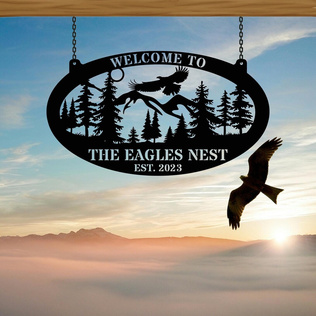 Custom Eagle Metal Sign, Eagle Wall Art, Cabin Sign, Cottage Decor ...