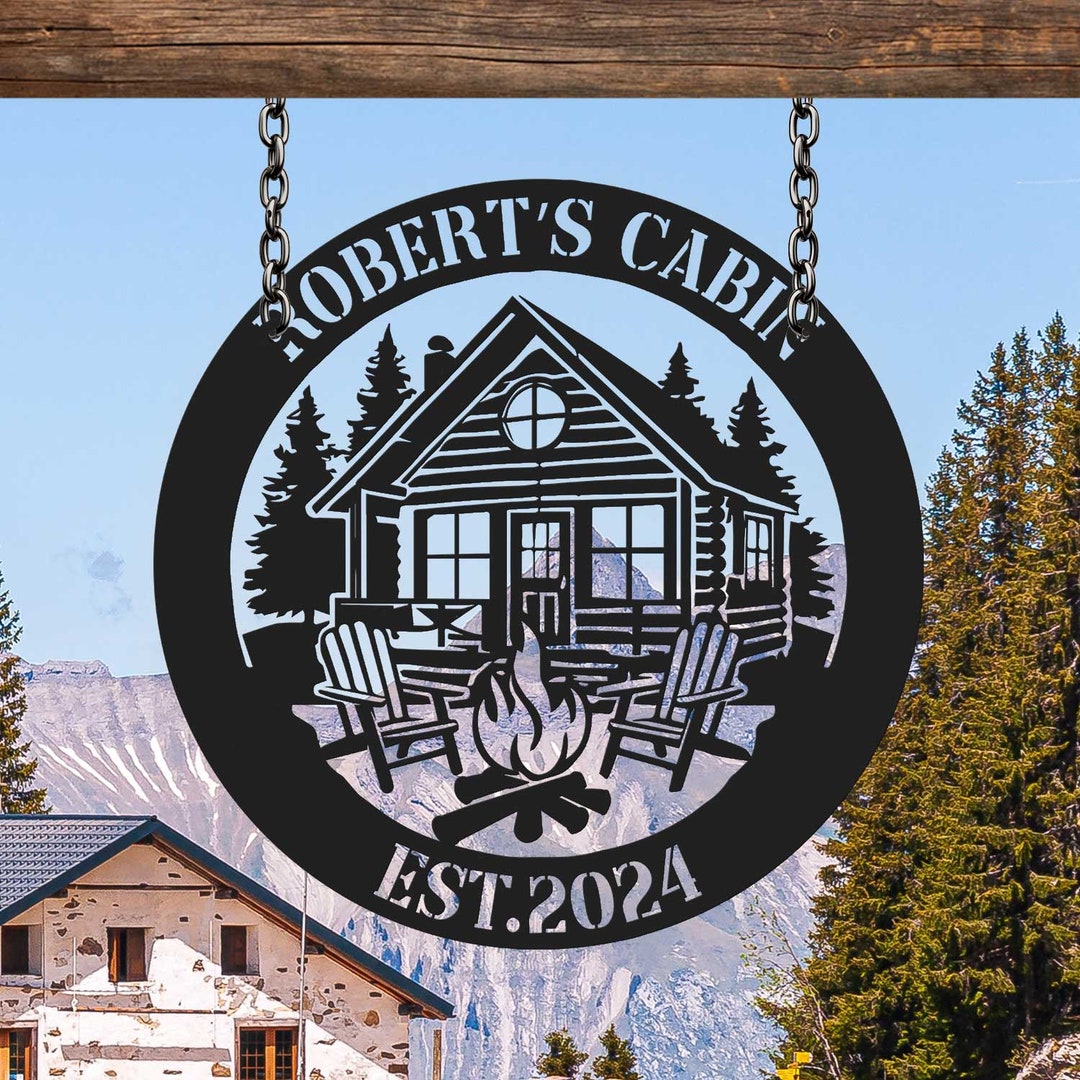 Personalized Metal Wood Cabin Sign, Cabin Metal Sign, Custom Family ...