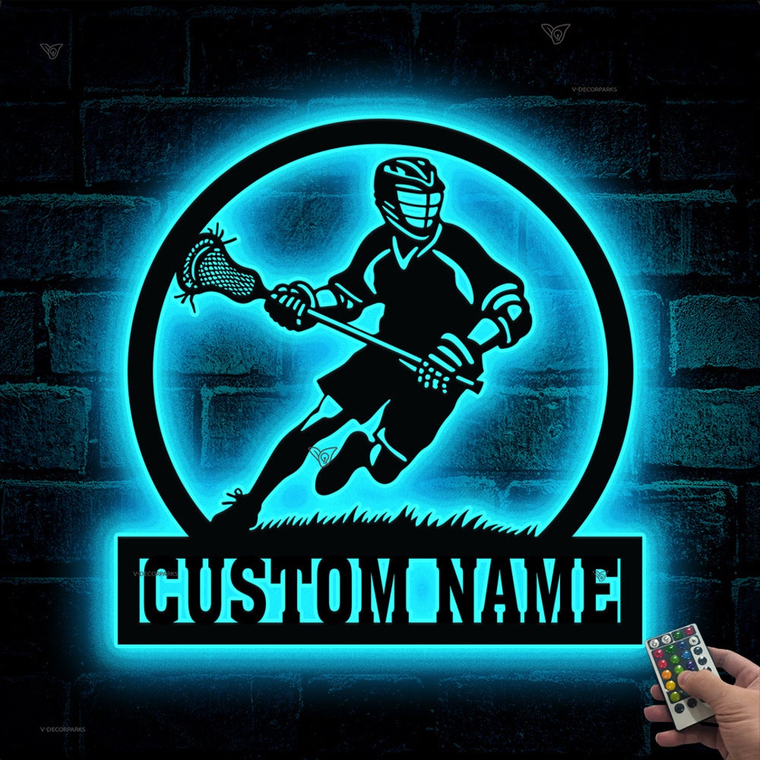 Custom Lacrosse Player Metal Sign Led Light, Lacrosse Player Gift ...