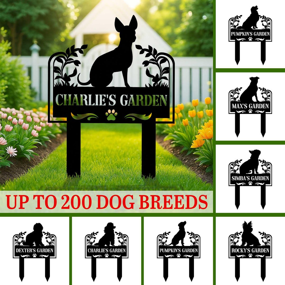 Custom Dog Silhouette Garden Stake, Dog Garden Sign, Any Dog Breed Sign ...
