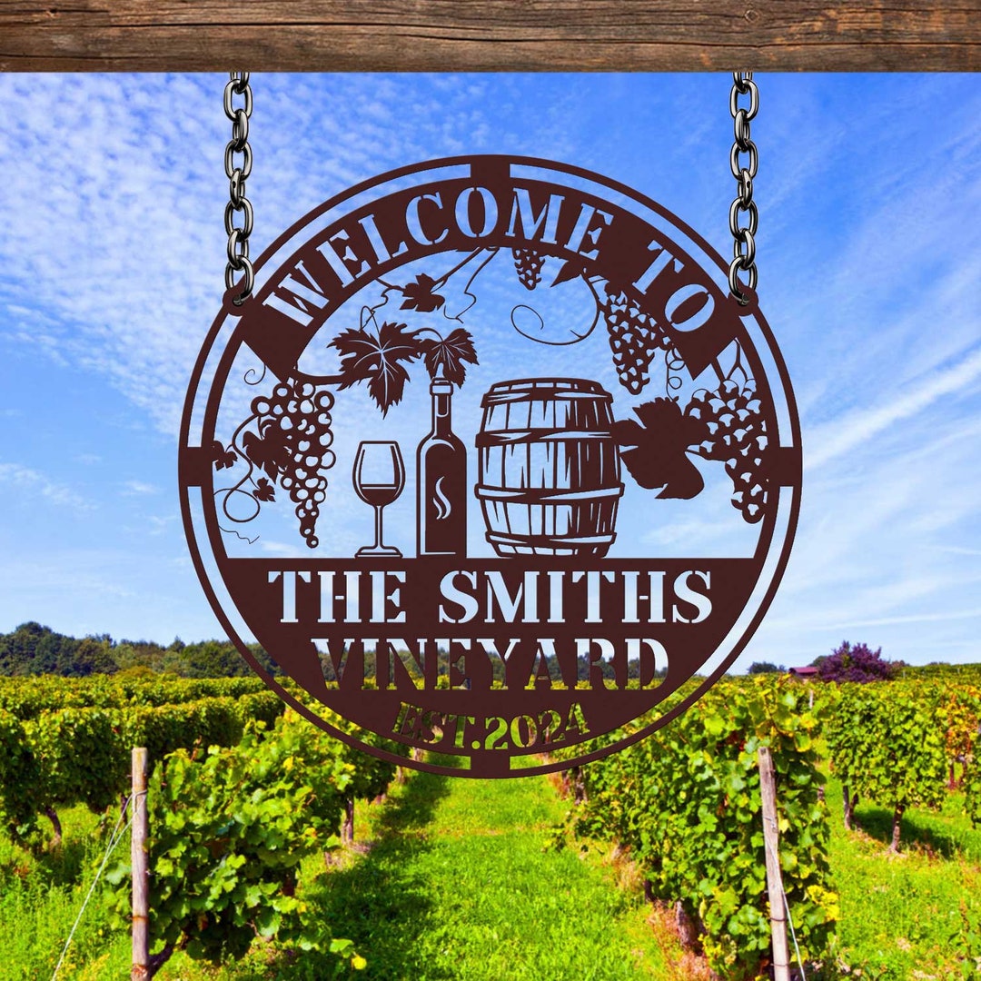 Personalized Grape Vineyard Sign, Grape Metal Sign, Custom Grape Farm ...