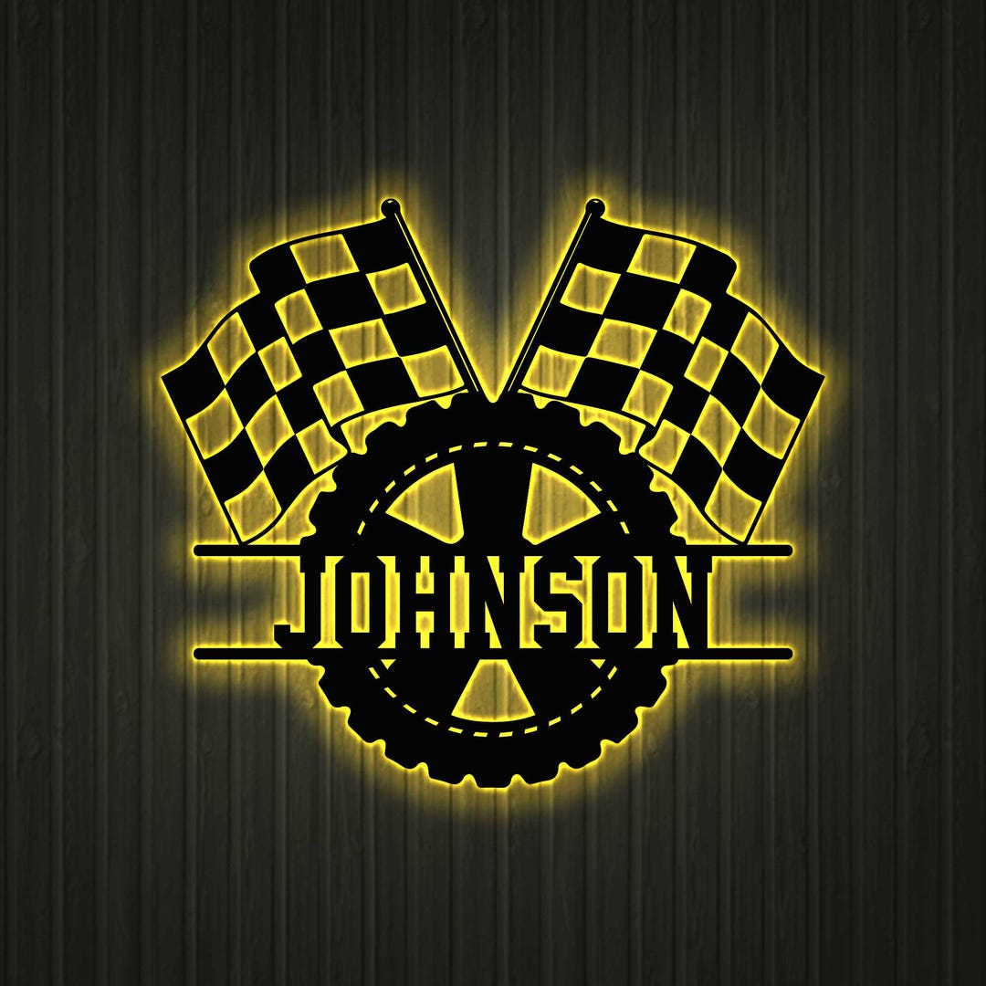 Personalized Race Flags Metal Sign, Checkered Race Flags Personalized ...