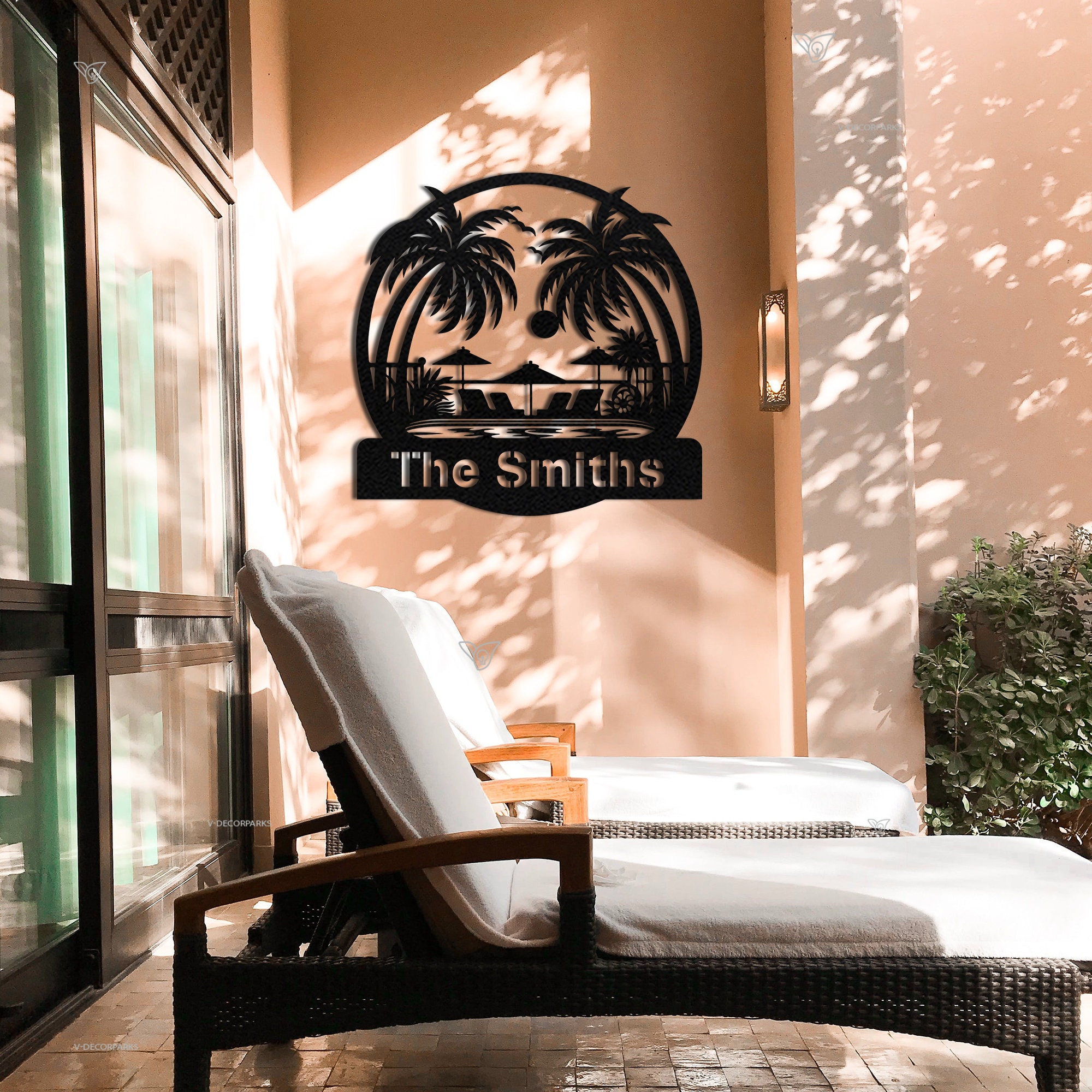 Custom Tropical Palm Tree Metal Sign, Beach Palm Tree Sign, Tropical ...