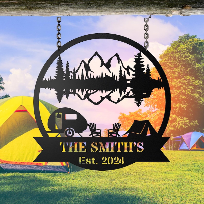 Custom Outdoor Camping Sign, Campfire Metal Sign, Camper Name Sign ...