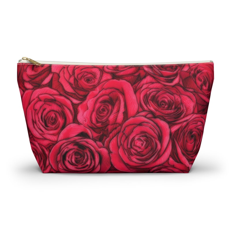 Rose Top Oversized Accessory Pouch W T-bottom | Boho Chic | Botanical ...
