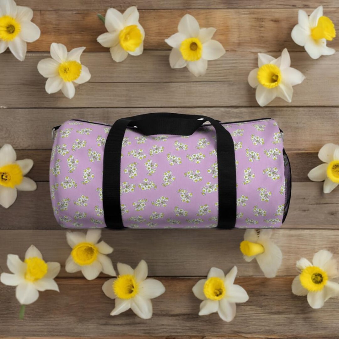 White Daffodil Duffel Bag Flower Lover Gym Bag | Boho Chic | Botanical ...