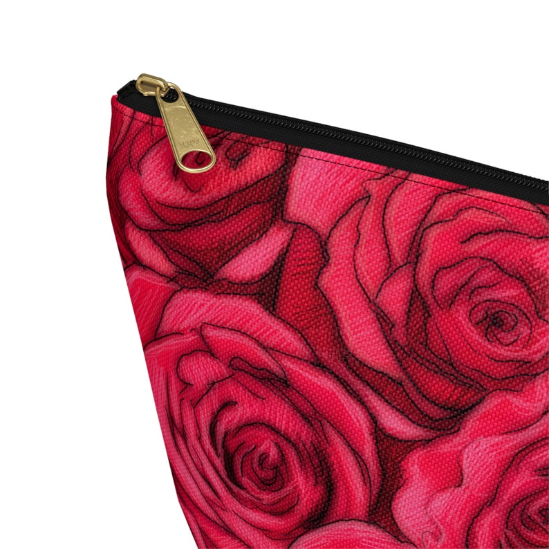 Rose Top Oversized Accessory Pouch W T-bottom | Boho Chic | Botanical ...