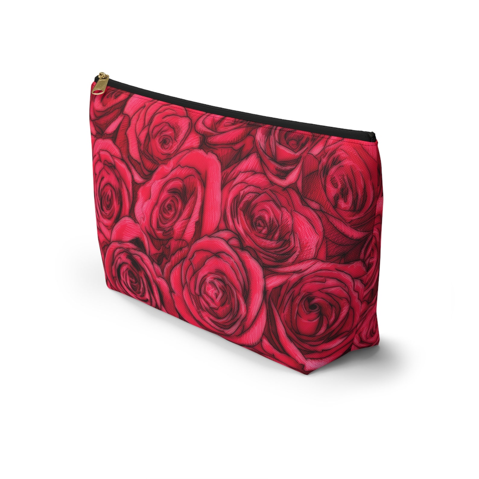 Rose Top Oversized Accessory Pouch W T-bottom | Boho Chic | Botanical ...