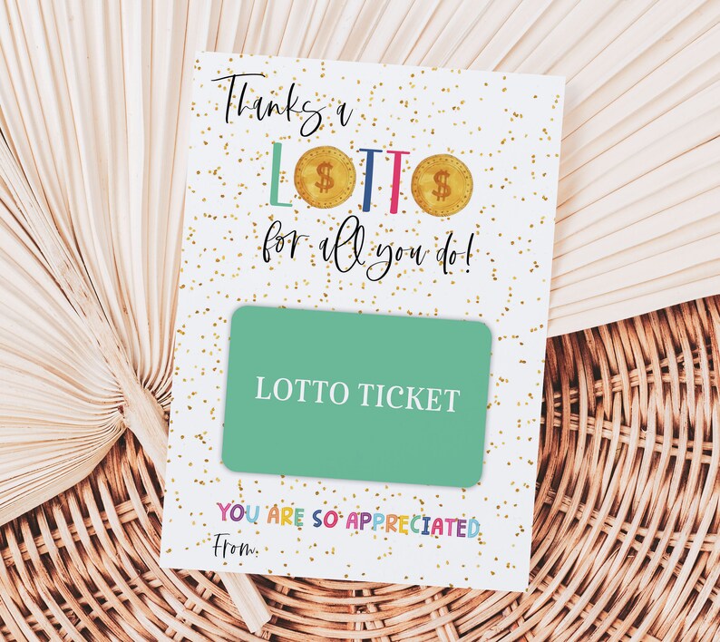 Lotto Gift Card Holder, Printable End of School Year Favor Tags ...