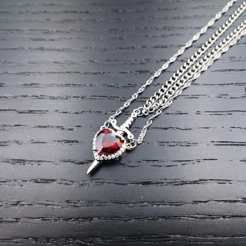 Heart and Sword Necklace - Etsy