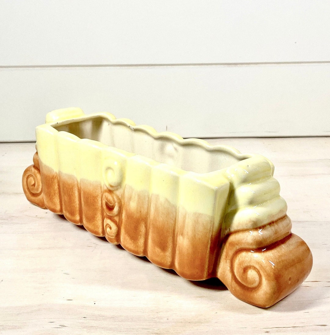 Vintage Diana Australian Pottery Trough Vase Art Deco Design Cream and ...