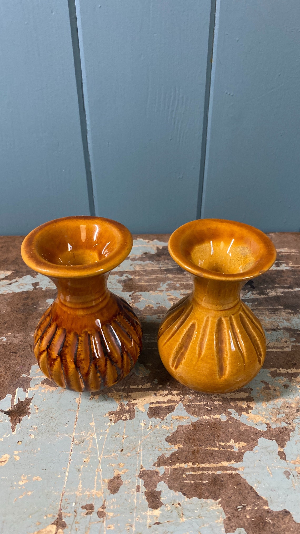 Small Retro Pottery Vases - Etsy