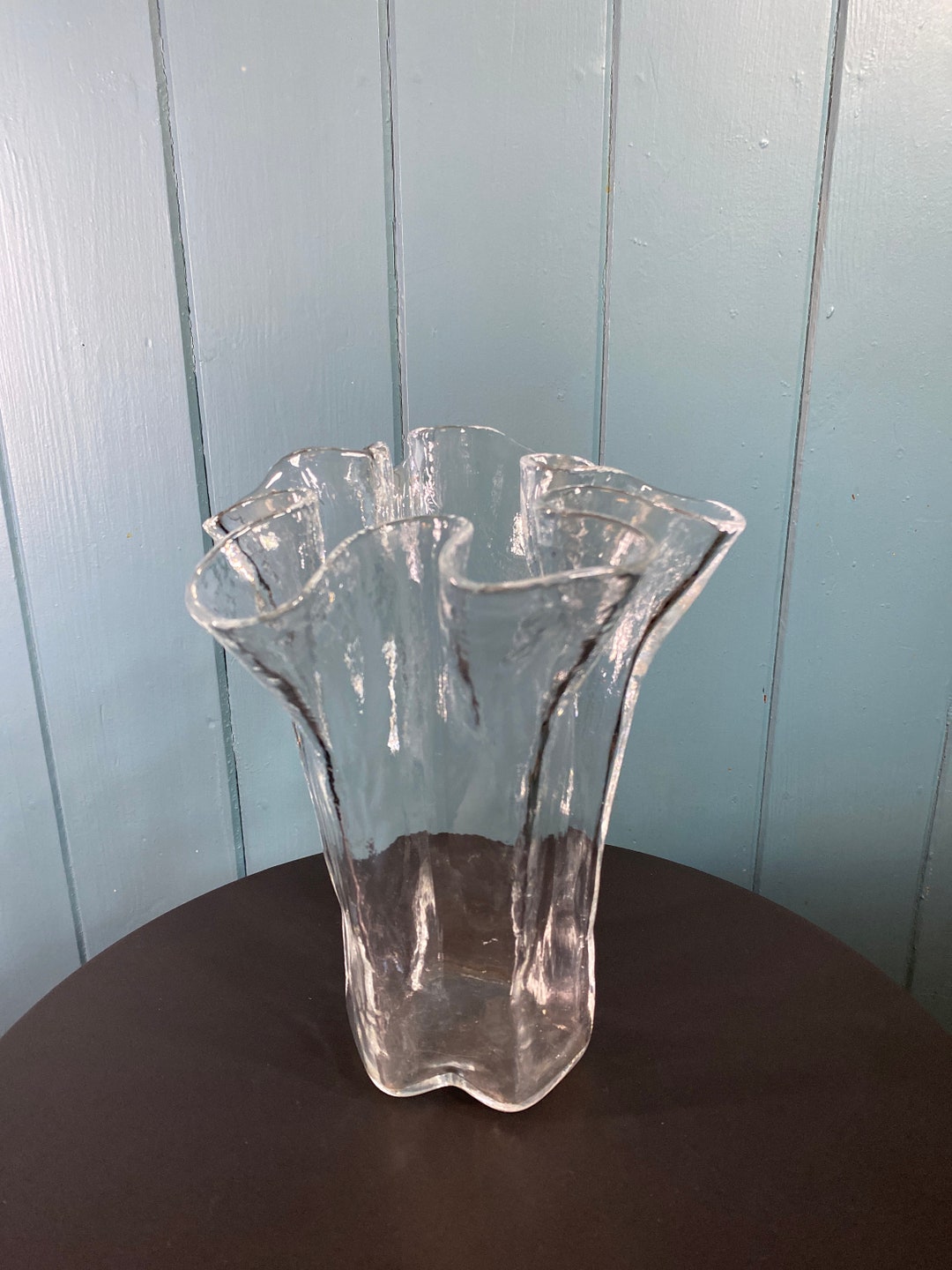 Vintage Handkerchief Design Glass Vase Thick With A Rippled Texture - Etsy