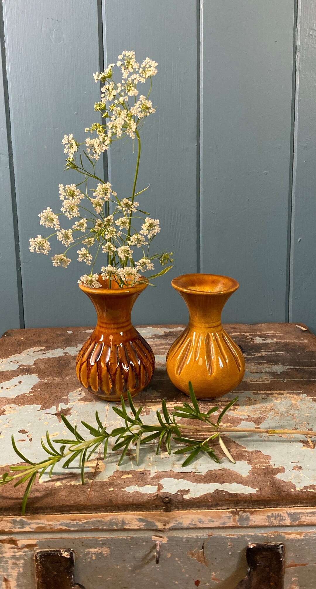 Small Retro Pottery Vases - Etsy
