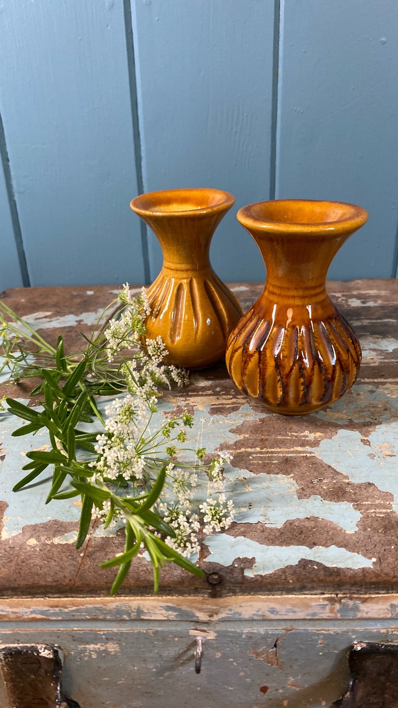 Small Retro Pottery Vases - Etsy