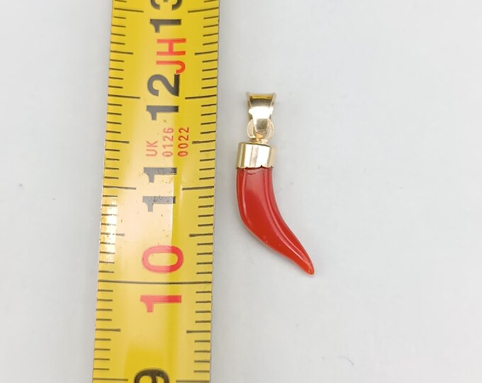 Neapolitan Horn Pendant in Real Red Coral From Sardinia and 925 Silver ...