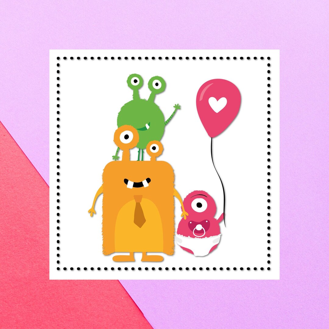 Alien Family Square Greetings Card - Etsy