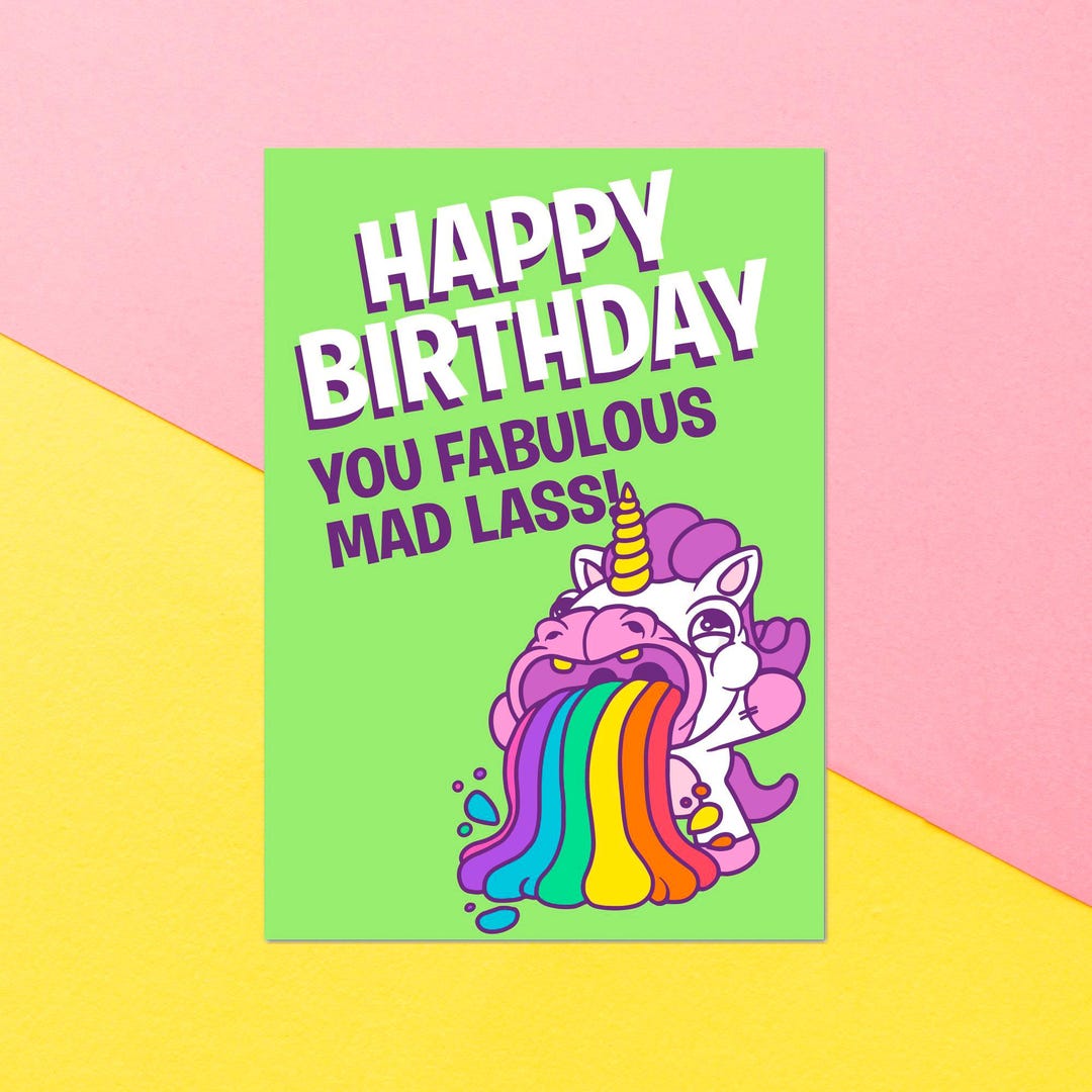 Happy Birthday You Fabulous Mad Lass! Greetings Card - Etsy