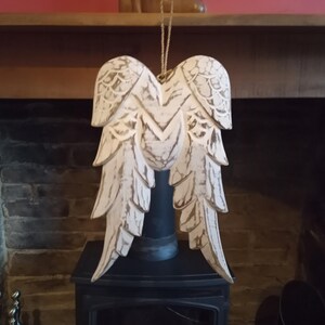 Hand Crafted Angel Wings Vintage Look Distressed White Washed Wall ...