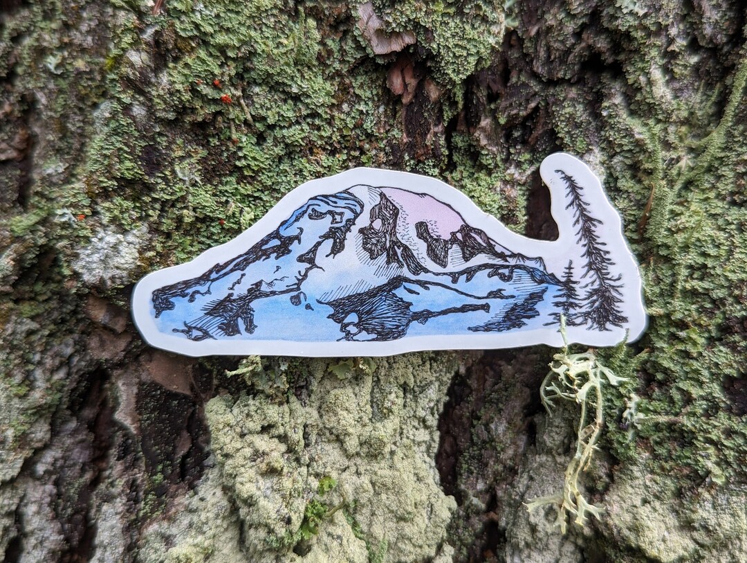 Mount Rainier Alpenglow Sunrise Sticker Trees, Water Bottle, Vinyl - Etsy