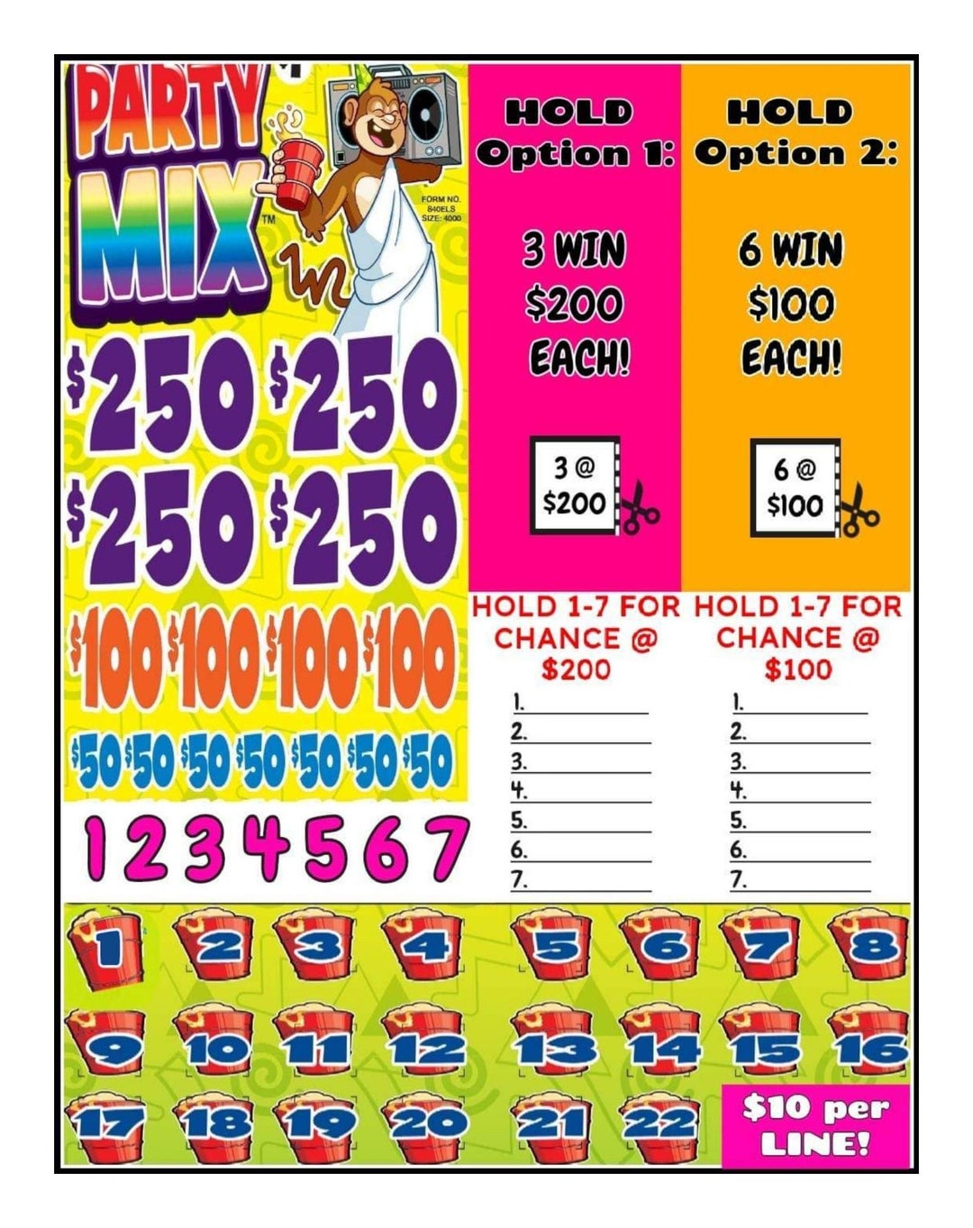 Party MIX Bingo Cashboard 10/line Bingo Cashboard 950 Prof - Etsy