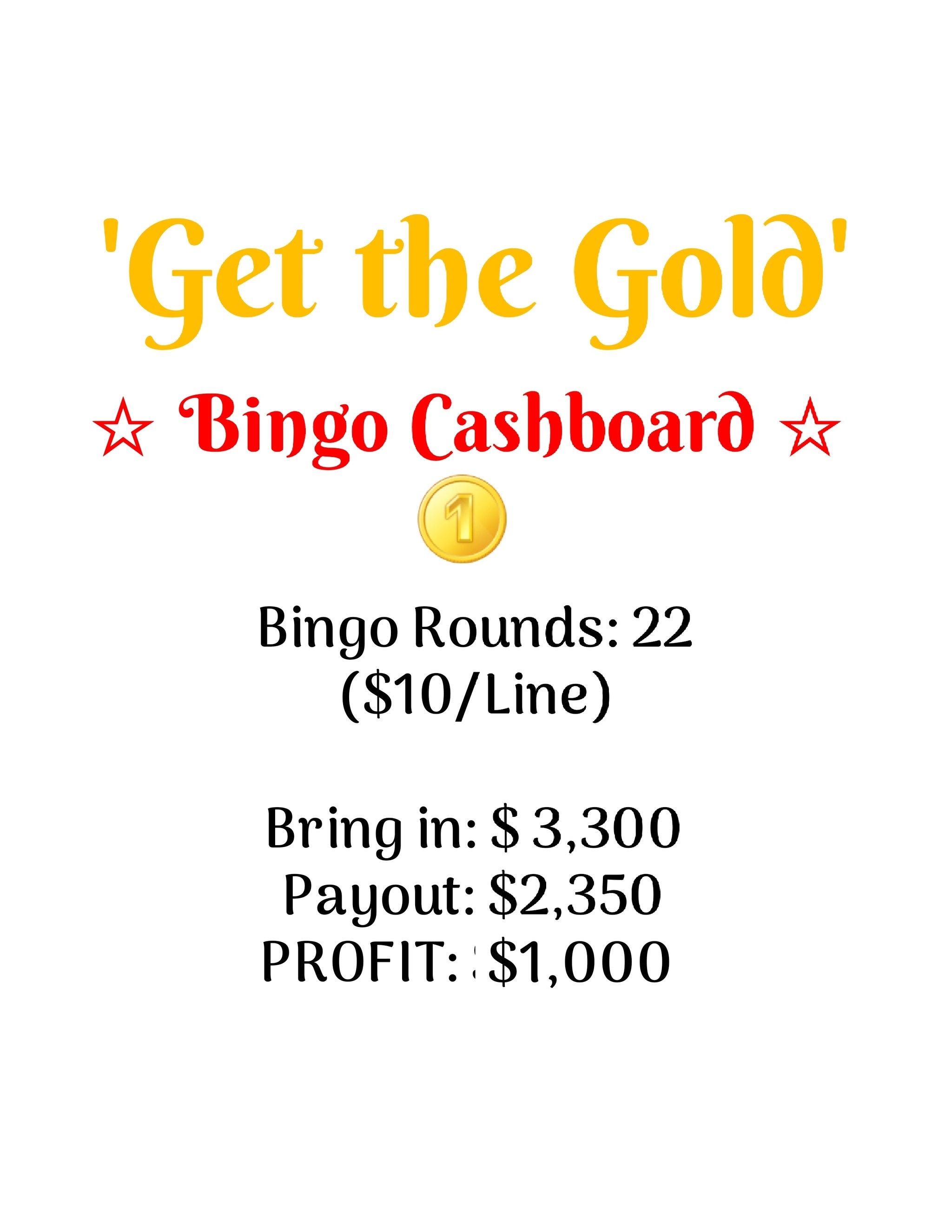 Get the Gold Bingo Cashboard PROFIT: 1,000 - Etsy