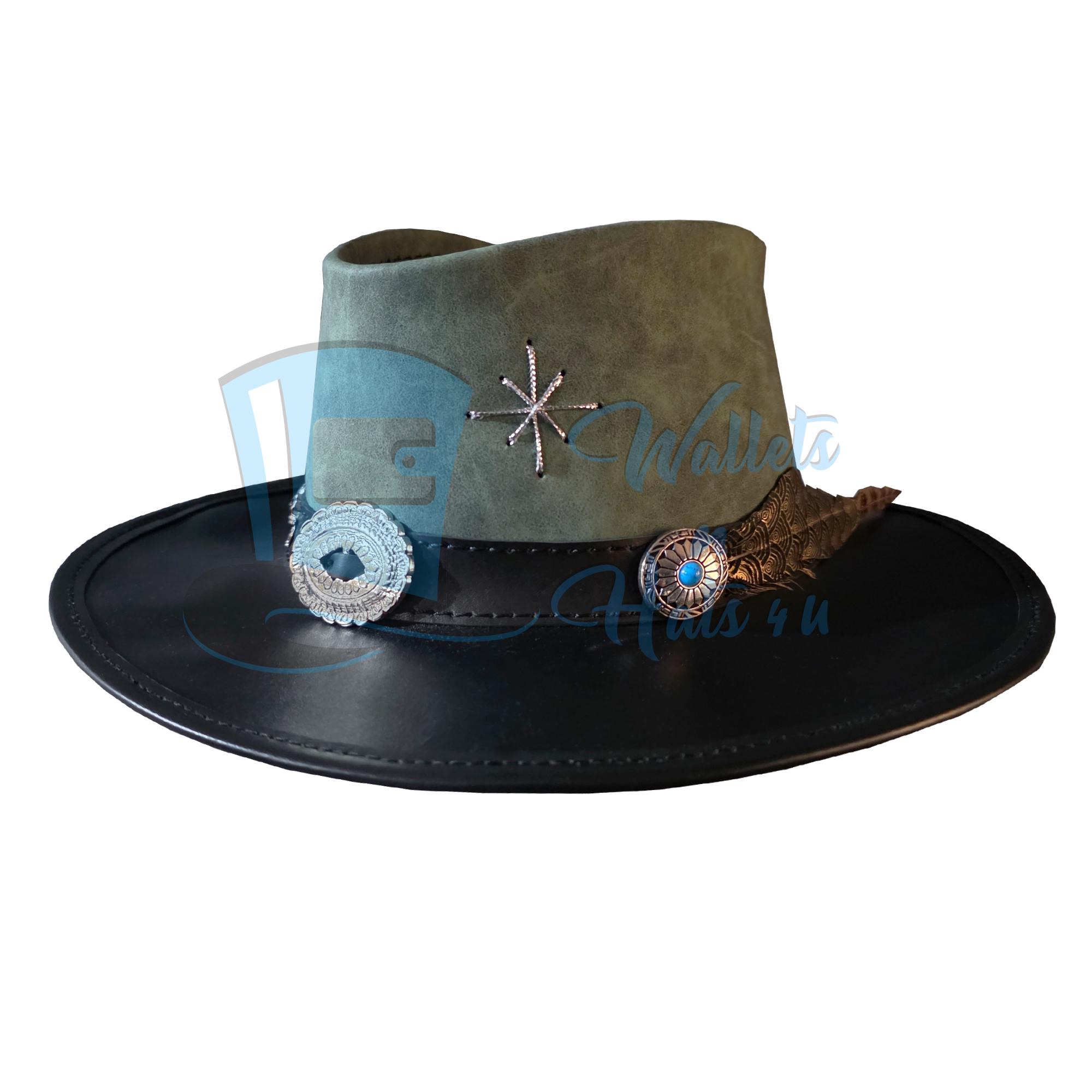 Steampunk Western Style Fedora Hat - Suede Crown With Black Leather ...