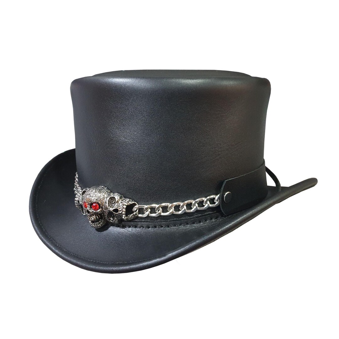 Steampunk Voodoo Style Unisex Ghost Rider Black Leather Top Hat - Etsy