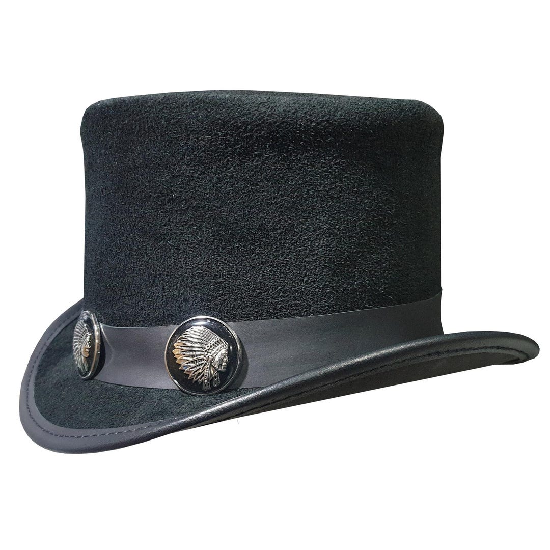 Trio Native Indian Concho El Dorado Leather Top Hat - Etsy