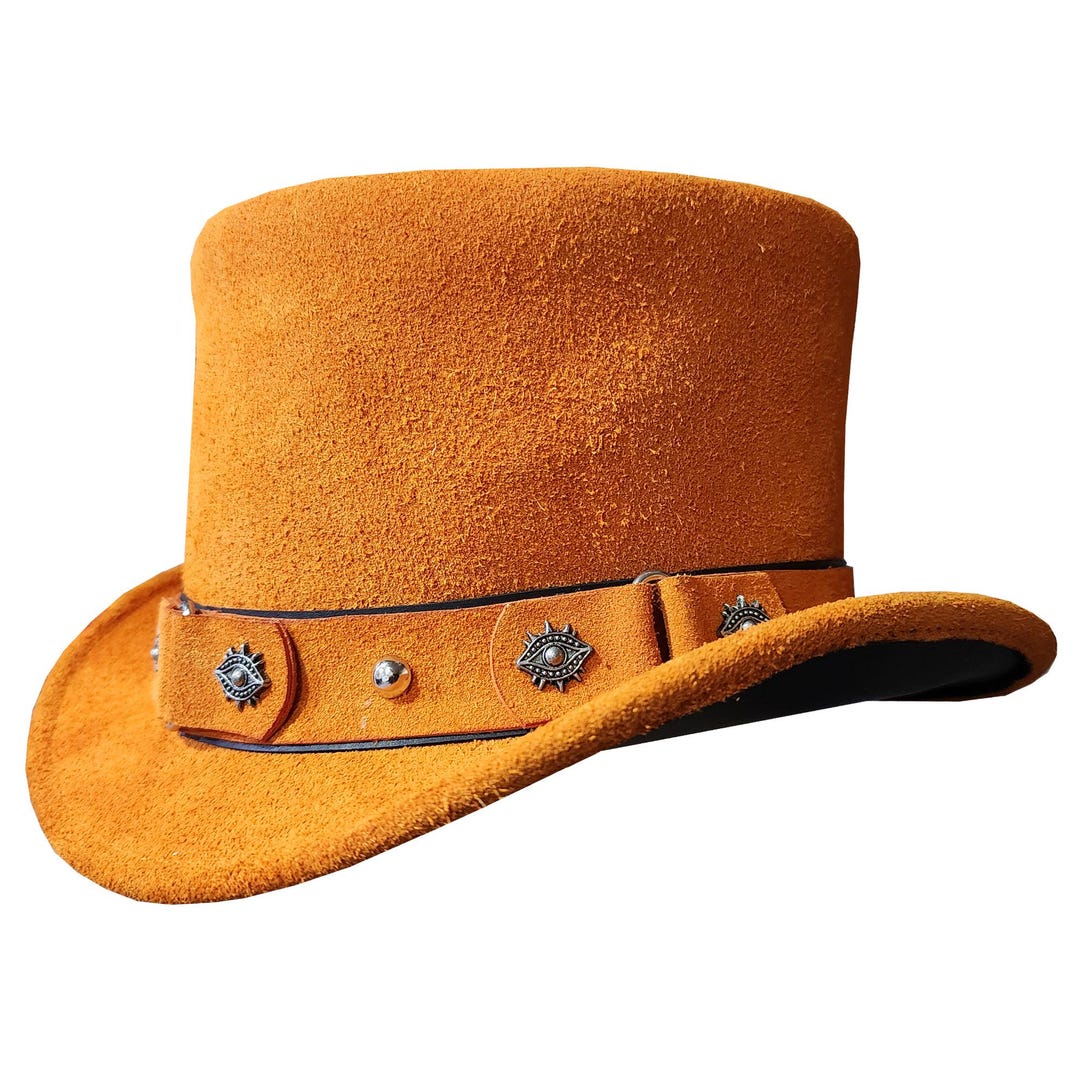 Suede Leather Sun Eye Conchos Band Steampunk Top Hat - Etsy