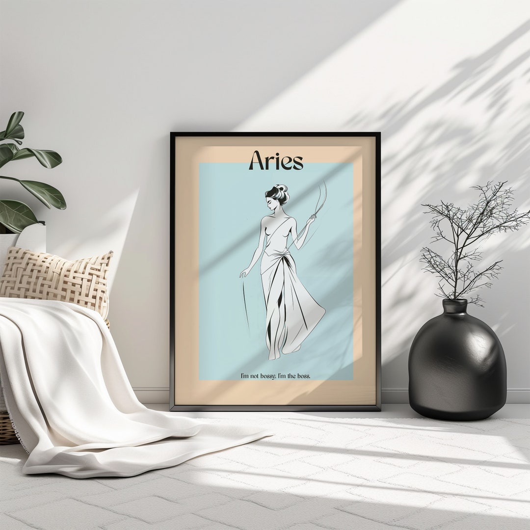 Aries Zodiac Sign Art Print - Instant Digital Download - Bold ...
