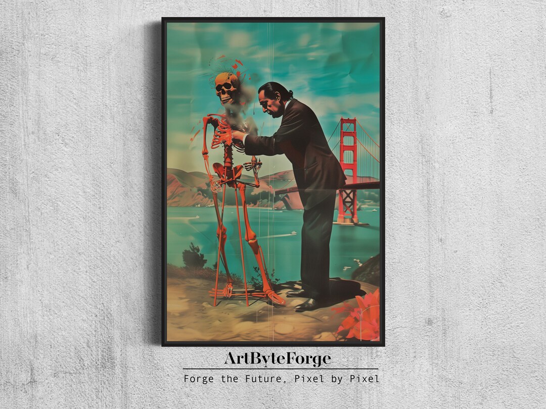 Skeletal Synthesis, the Echo of Existentialism, Dali, AI Print Download ...