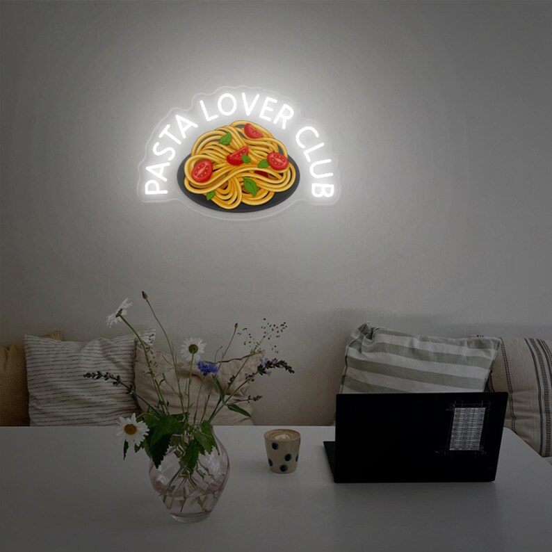 Pasta Lover Club Neon Sign, Spaghetti Led Light, Kitchen Foodie Wall ...