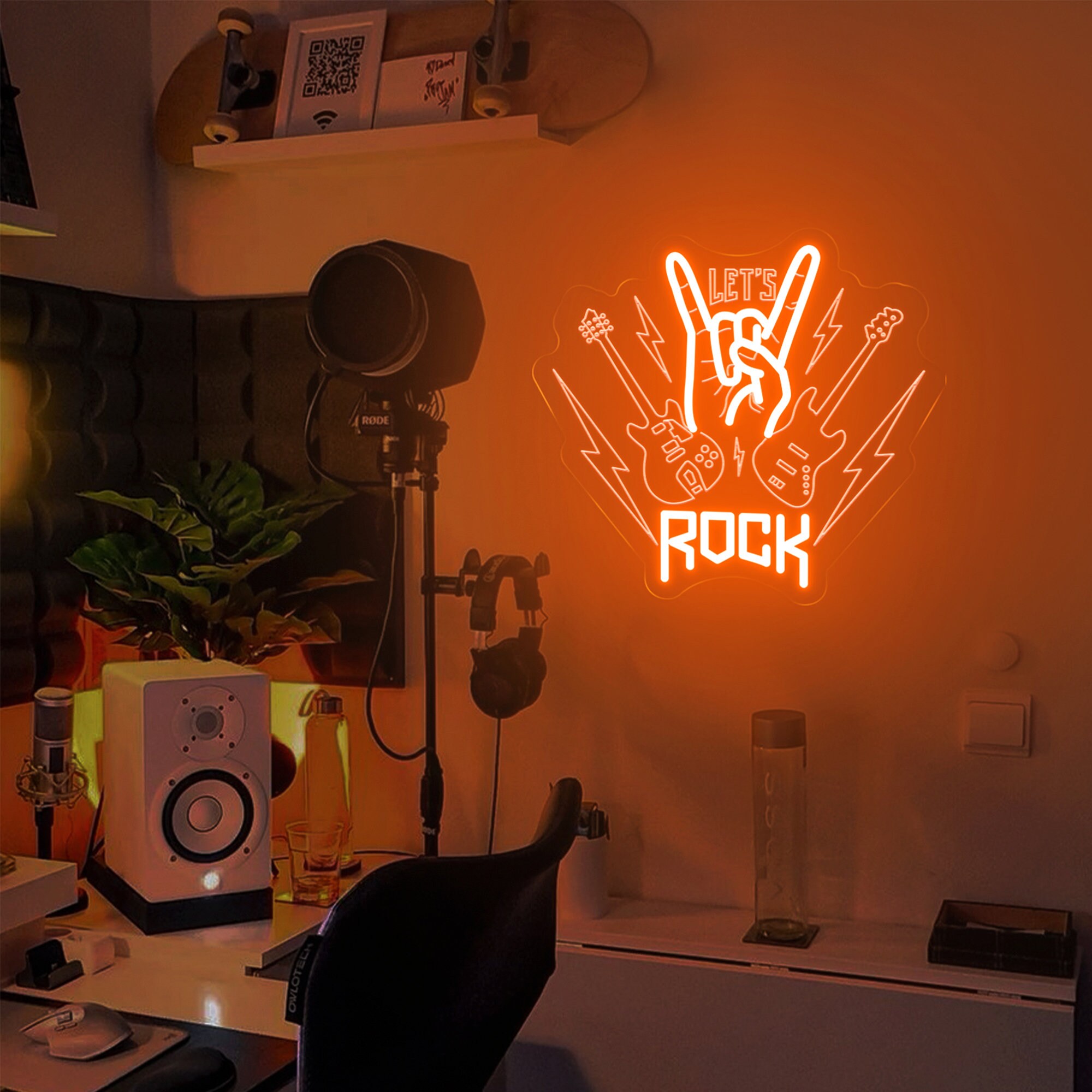 Let's Rock Neon Sign, Band Custom Neon Light, Rock and Roll Led Light ...