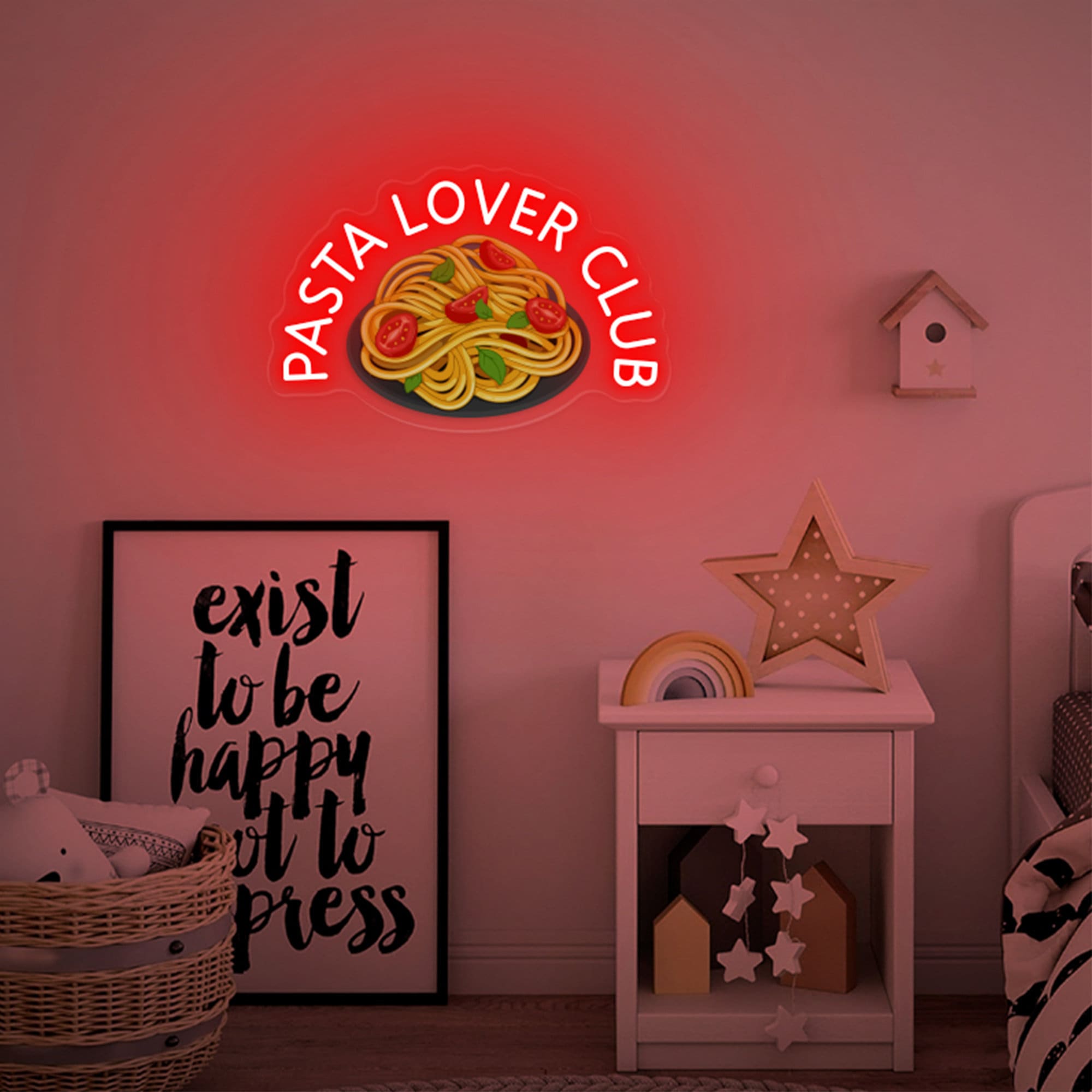 Pasta Lover Club Neon Sign, Spaghetti Led Light, Kitchen Foodie Wall ...