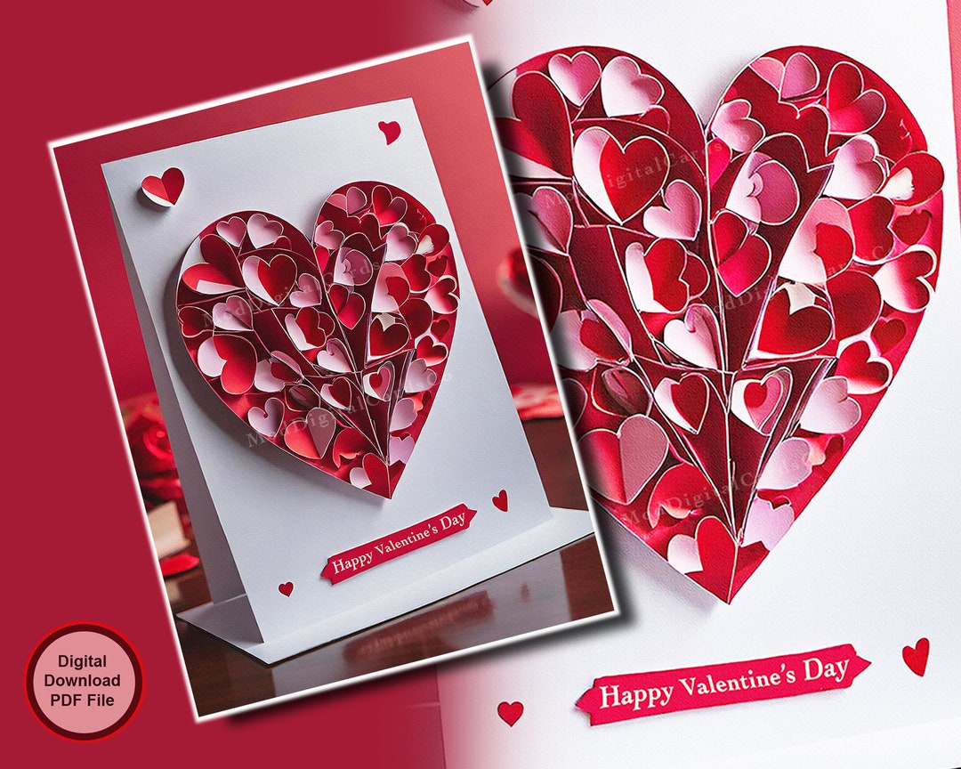 Valentine's Day Card 13 Digital Download Printable Valentine's 3D Card ...