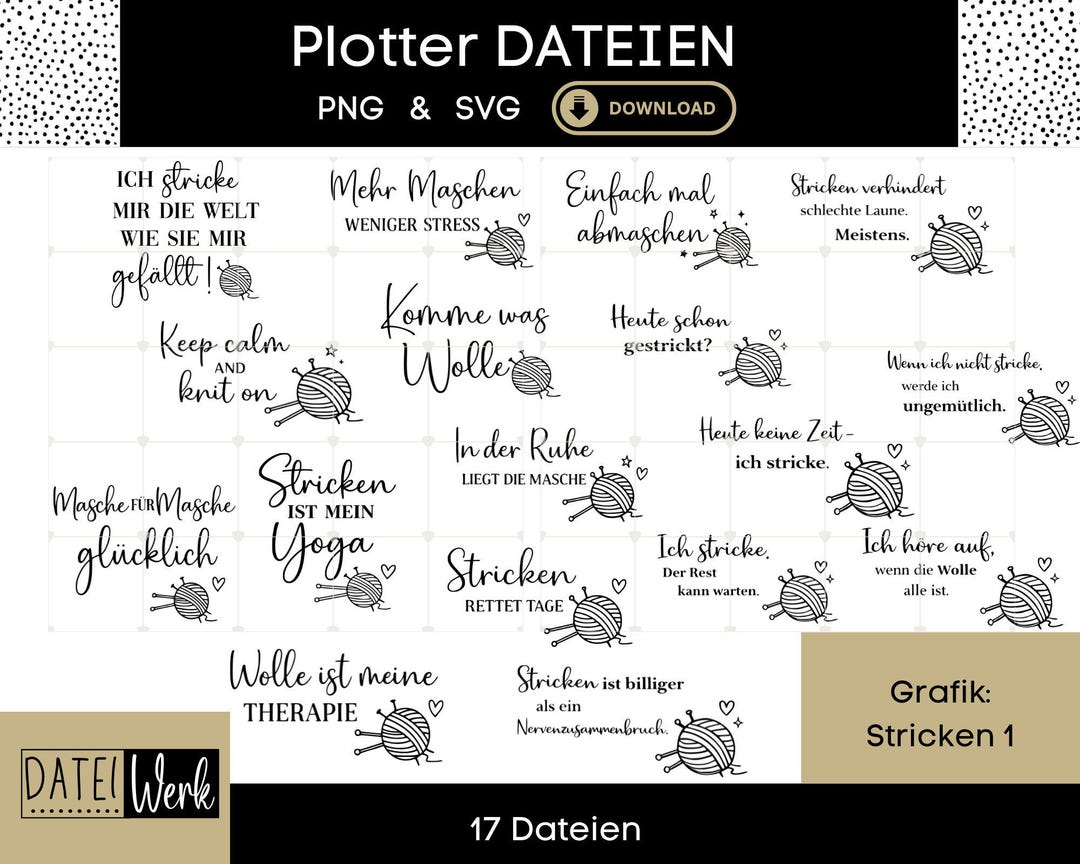 Knitting Sayings Bundle | Plotter Files SVG PNG | Knitting is My Yoga ...