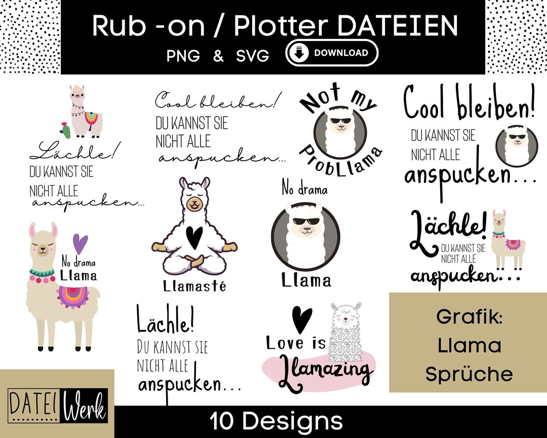 Funny Llama Sayings Graphic SVG Bundle, Plotter File for Cricut ...