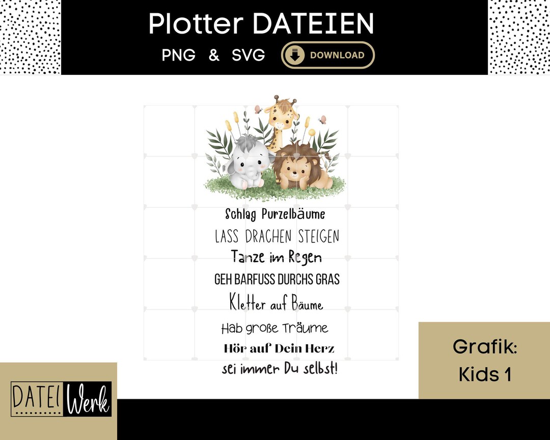 SVG PNG Plotter File for Children | Animal Motifs Giraffe Lion Rhino ...