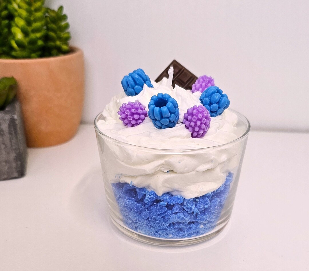 Handmade Cream Candle, Blue Mulberry, and Red Raspberry Pattern. Cotton ...