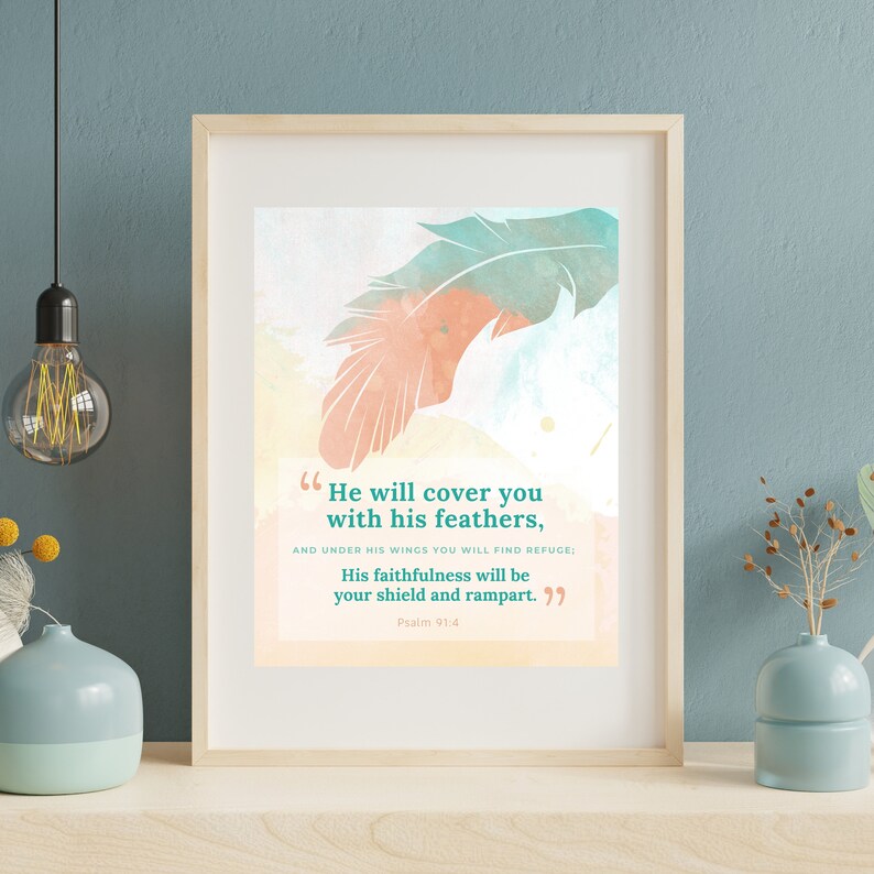 Psalm 91 Printable Kids Wall Art, Kids Bible Verse Wall Art, Sunday ...