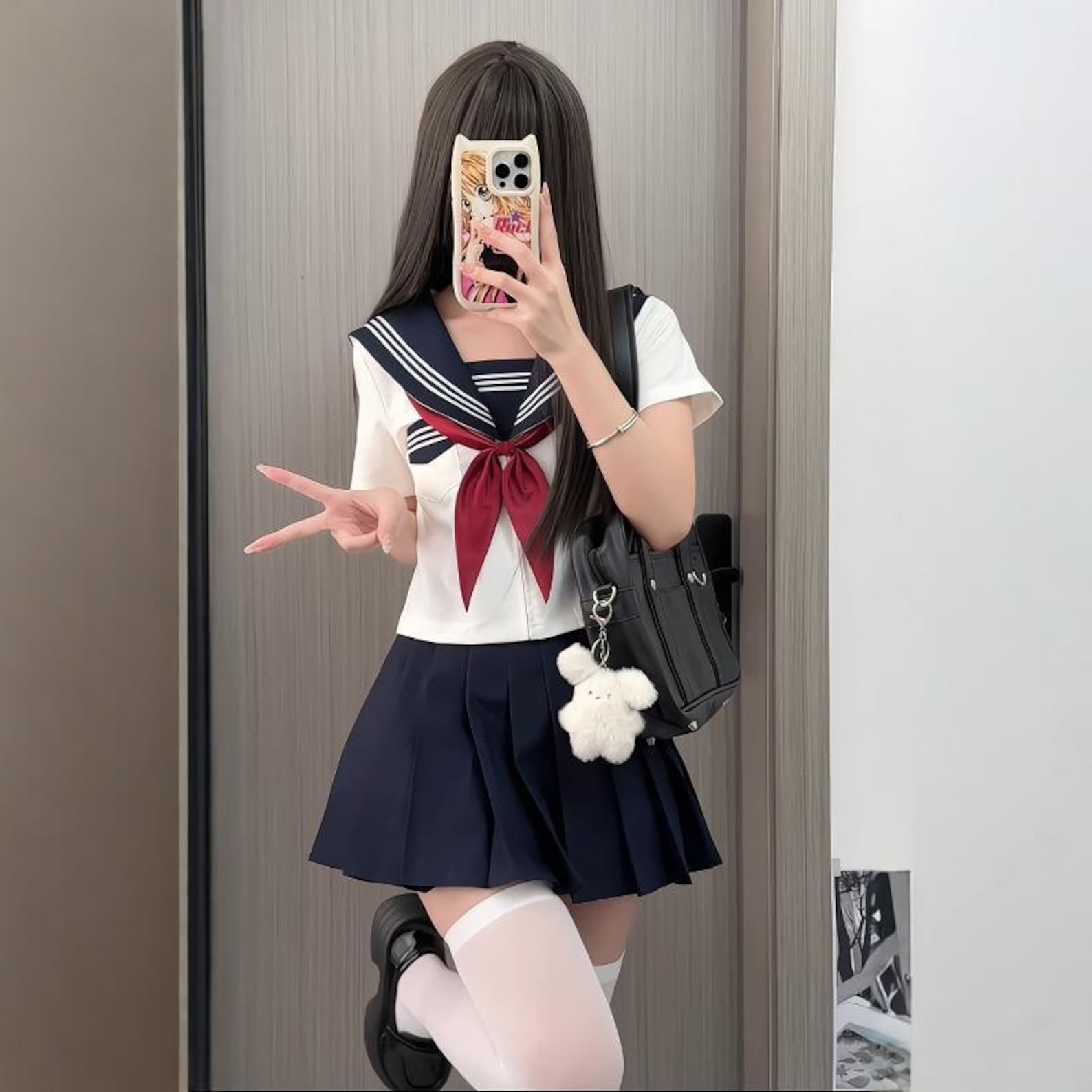 Japanese School Uniform Cosplay Top, Sailor Collar, Short Sleeve, White ...