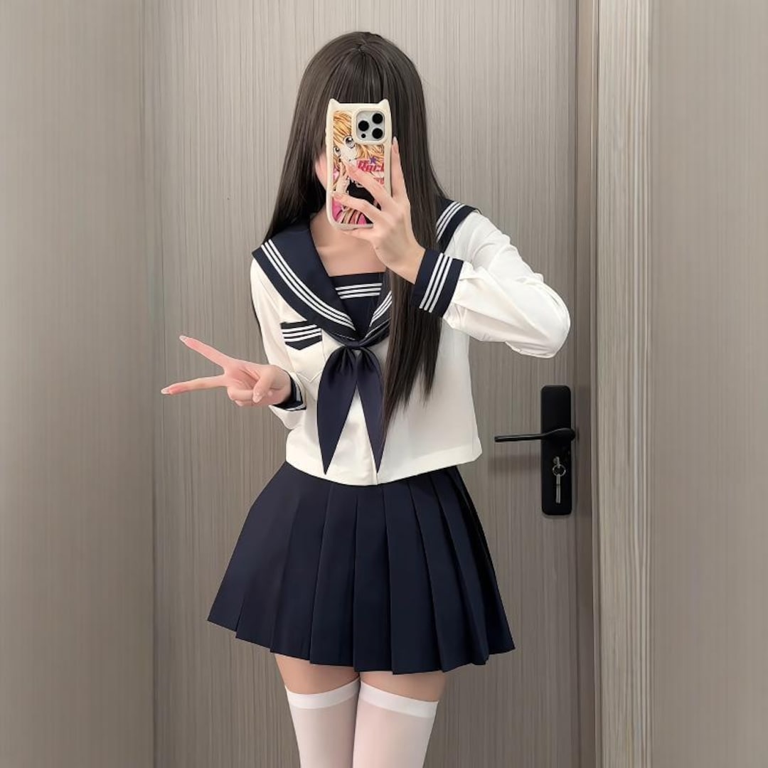 Japanese School Uniform Cosplay Top, Sailor Collar, Short Sleeve, White ...