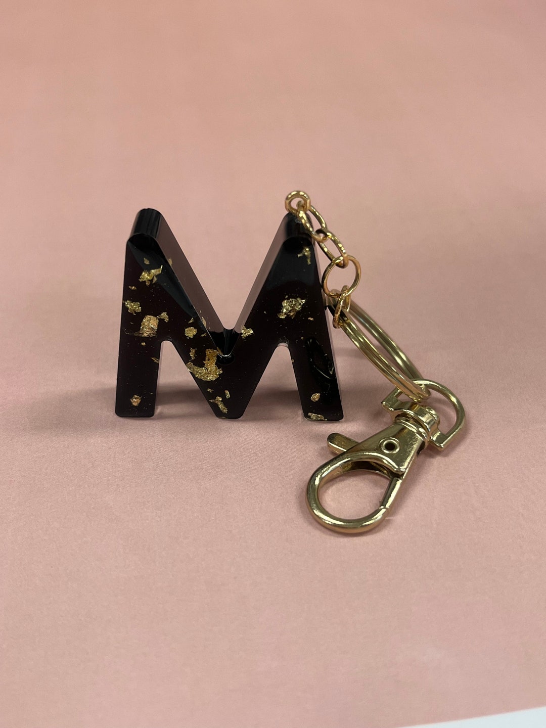 Black and Gold Initial Keyring - Etsy Australia
