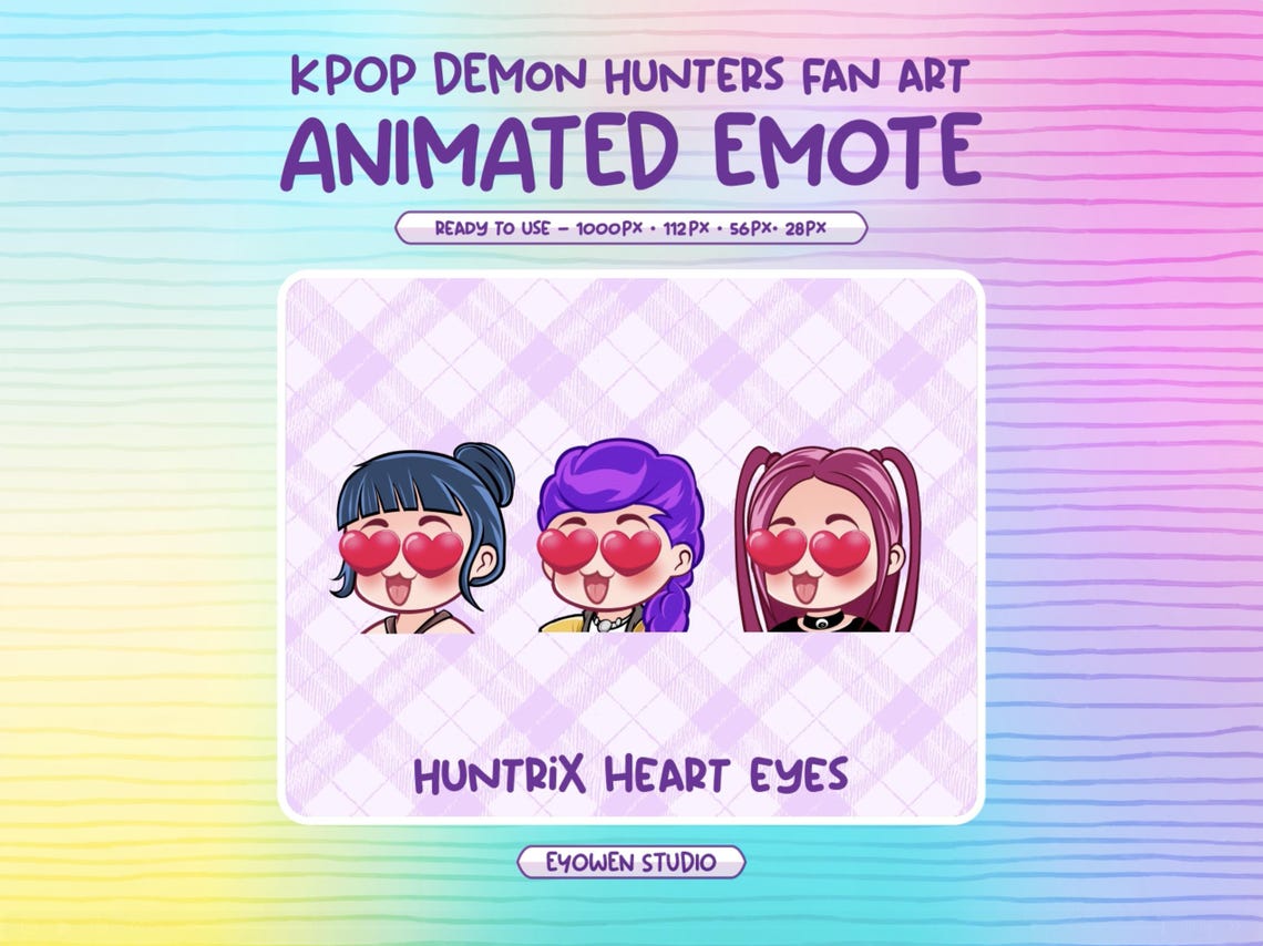 3 Kpop Demon Hunters Heart Eyes Animated Emotes – GIF | Rumi, Zoey ...