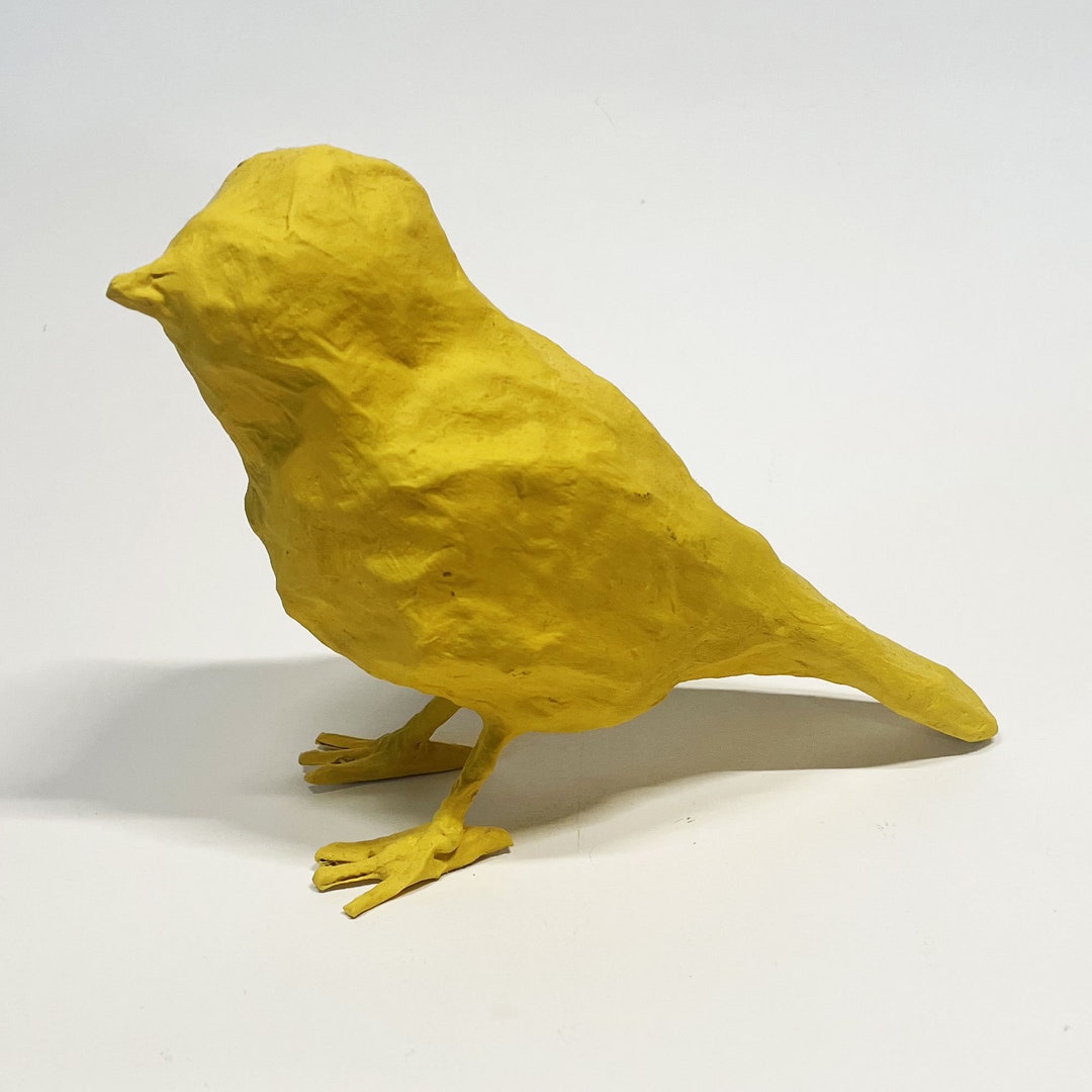 Small Decorative Bird in Yellow Papier Maché / Glued - Etsy