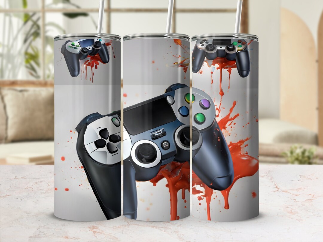 Gaming Controller Splash Art Tumbler: 20oz Sublimation Design (digital ...