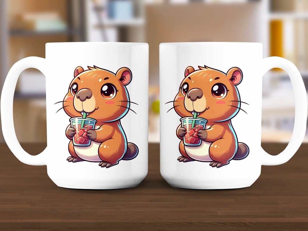 Adorable Cartoon Capybara Mug, Cute Animal Iced Tea Cup, Kids and ...