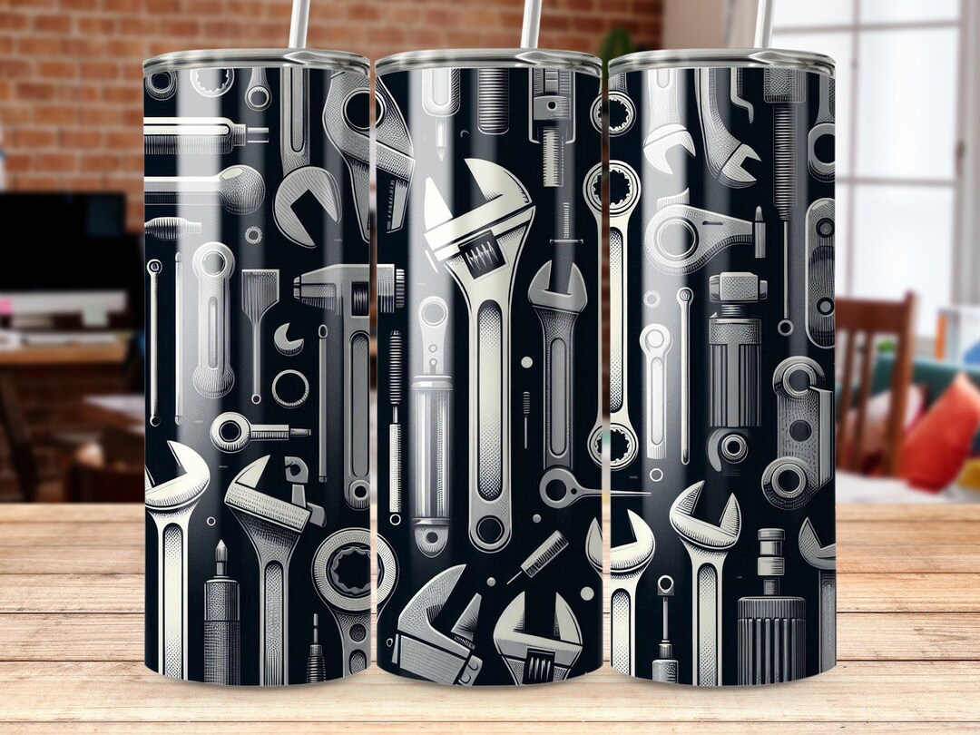 Mechanic Tools Pattern PNG: Tumbler Wrap Sublimation Design (digital ...