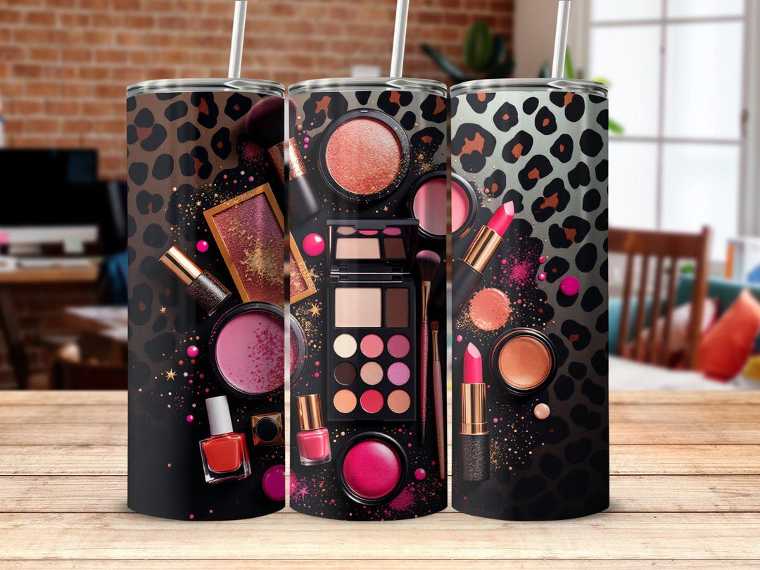 Cosmetic Tumbler Wrap: Makeup Design for 20oz Skinny Tumbler (PNG ...